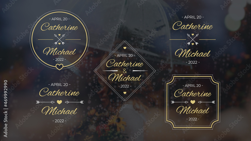Elegant Golden Wedding Titles Stock Template | Adobe Stock