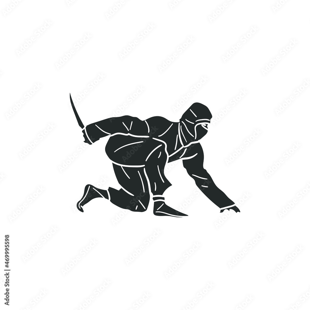 Ninja Icon Silhouette Illustration. Asian Assassin Vector Graphic ...