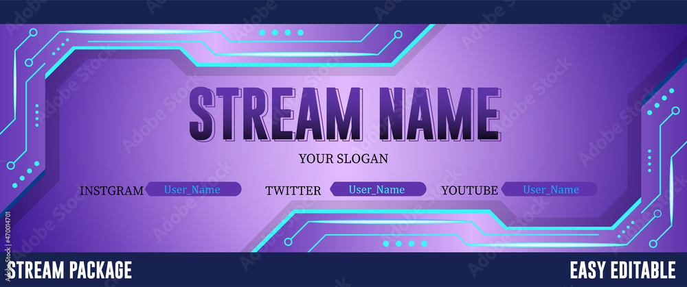 Futuristic Light Purple gaming banner design template with metal ...