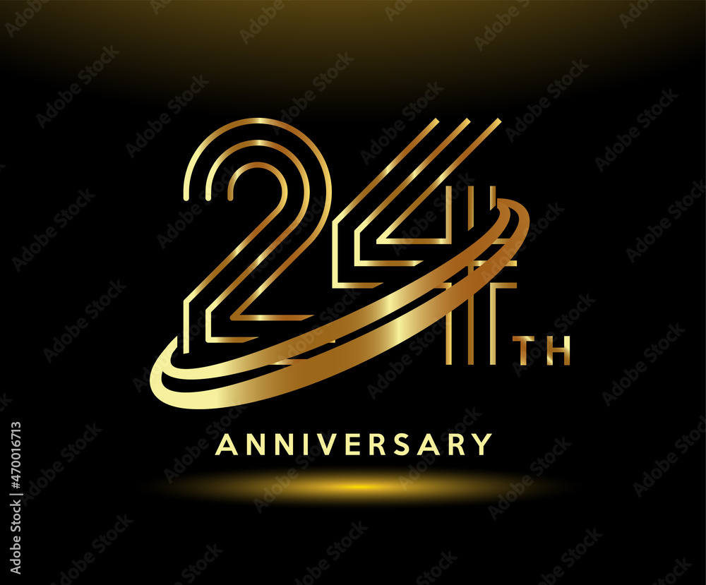 Golden 24 year anniversary celebration logo design inspiration Stock ...