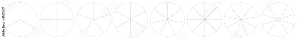 Pie chart, pie graph, segmented circles, circular diagram from 3 to 10 ...
