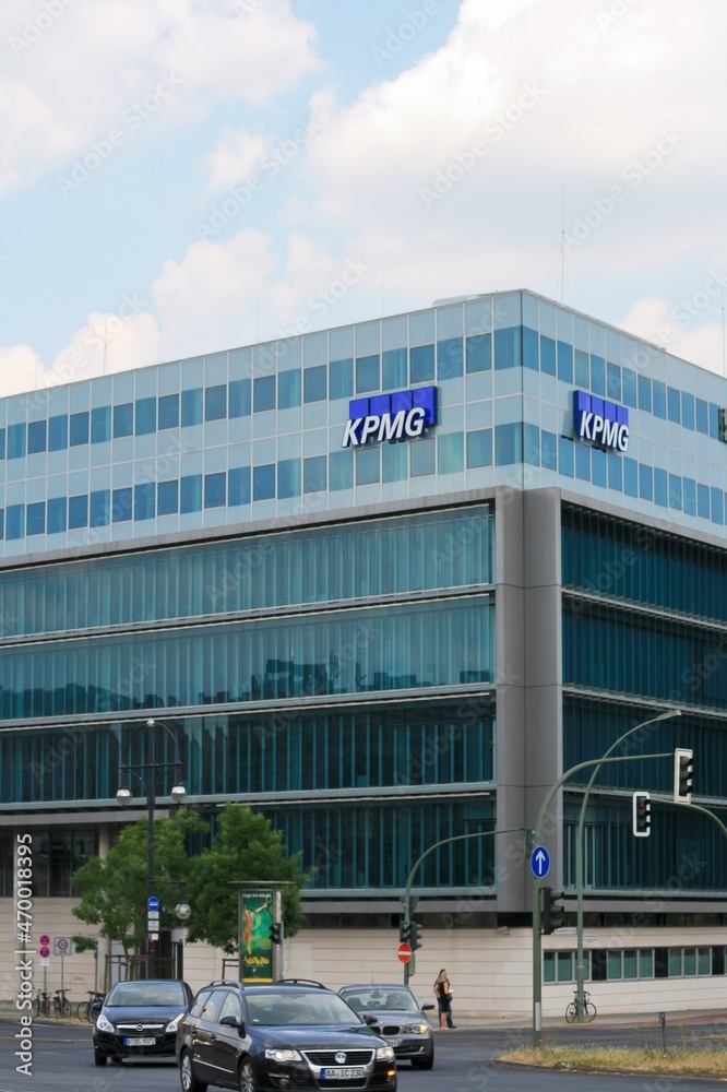 Building exterior and logo or brand or sign of KPMG Berlin. Suitable ...
