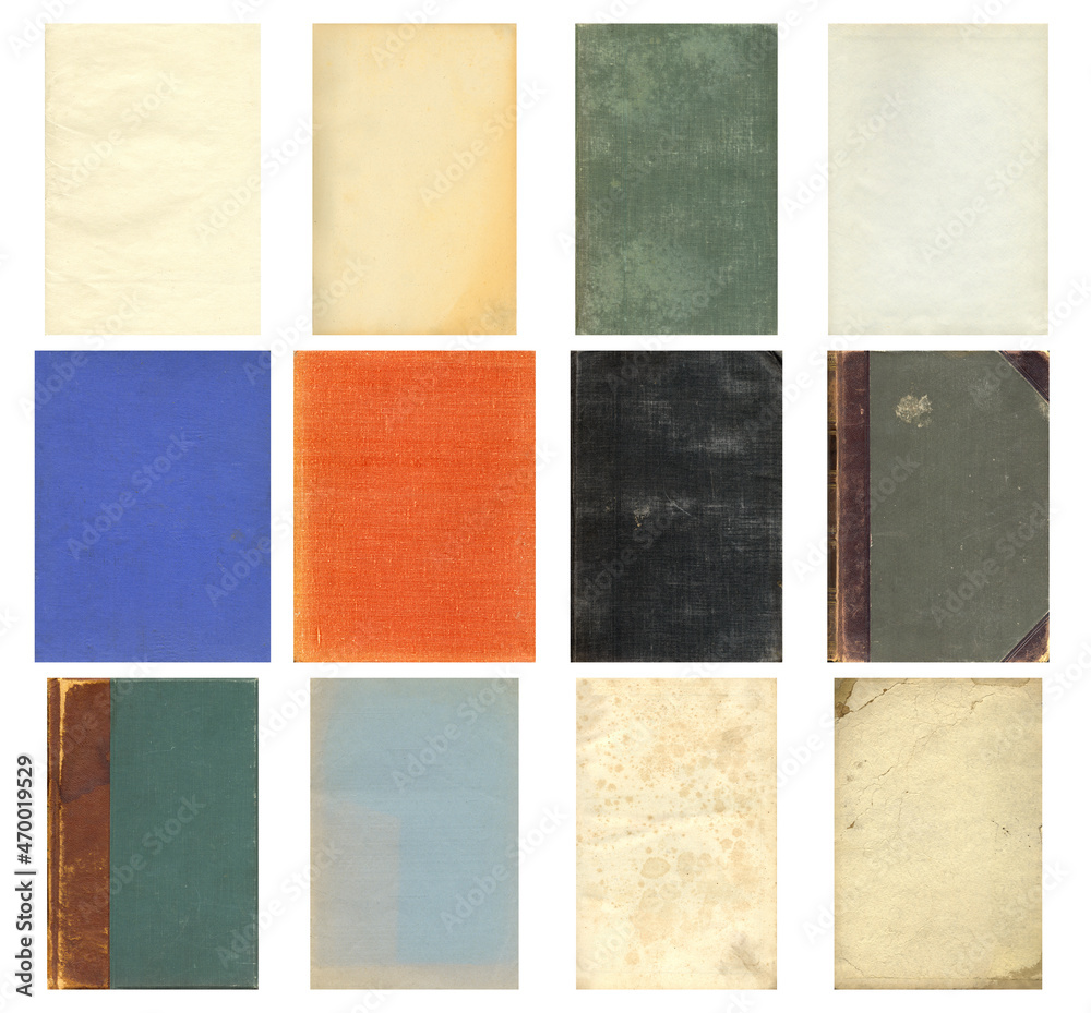 Paper and textile textures set. Blank retro pages and old book covers ...
