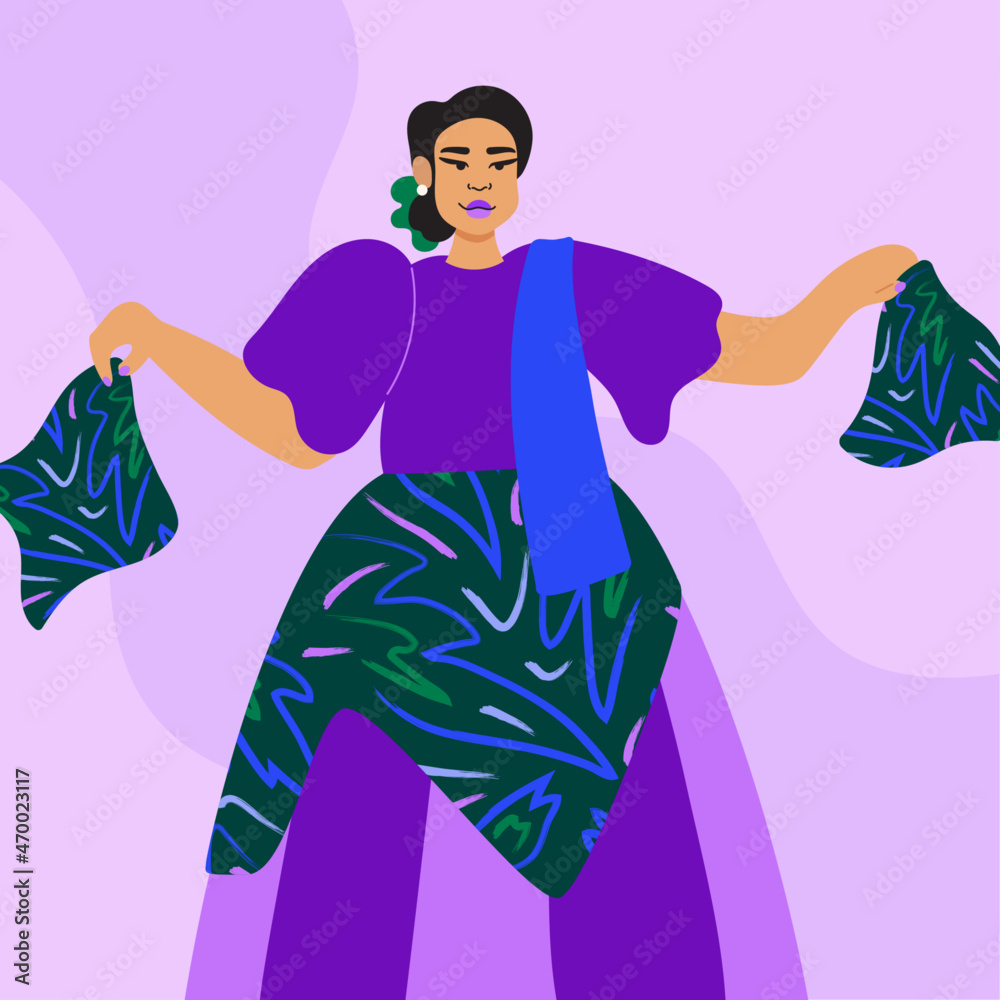 Illustration of woman performing Philippine folk dance Stock Vector ...