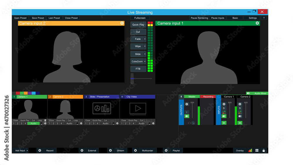 Multi Camera system for Live Streaming . Interface display Video ...