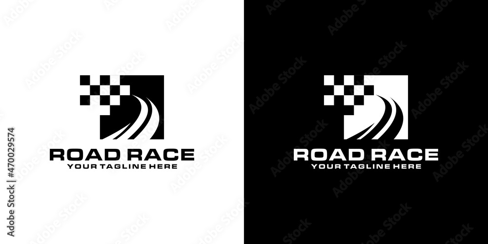 Race road logo design and race flags Stock Vector | Adobe Stock
