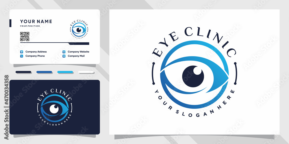 Eye clinic logo with modern circle concept and business card design ...