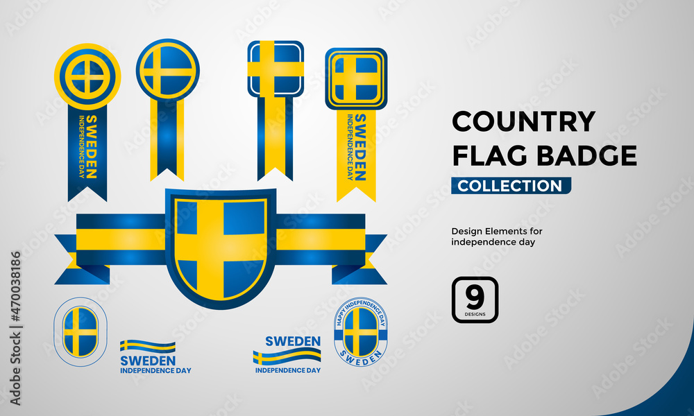 Swedish flag and badge collection, Sweden independence day Stock Vector ...