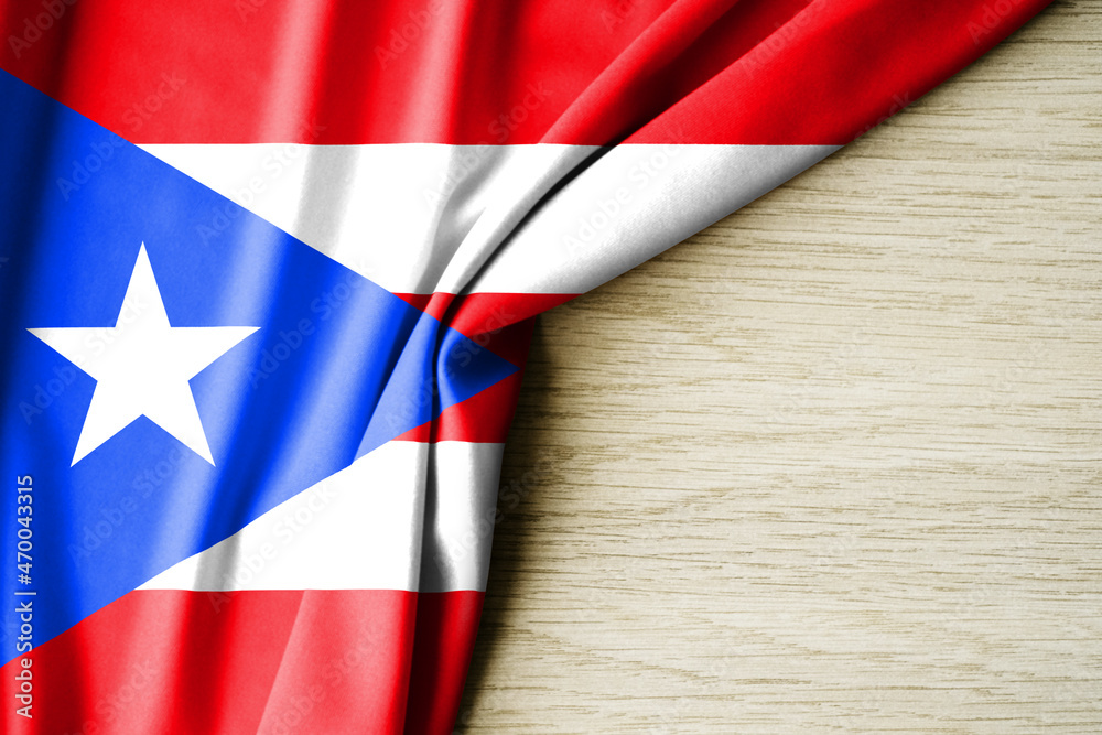 Puerto Rico flag. Fabric pattern flag of Puerto Rico. 3d illustration ...