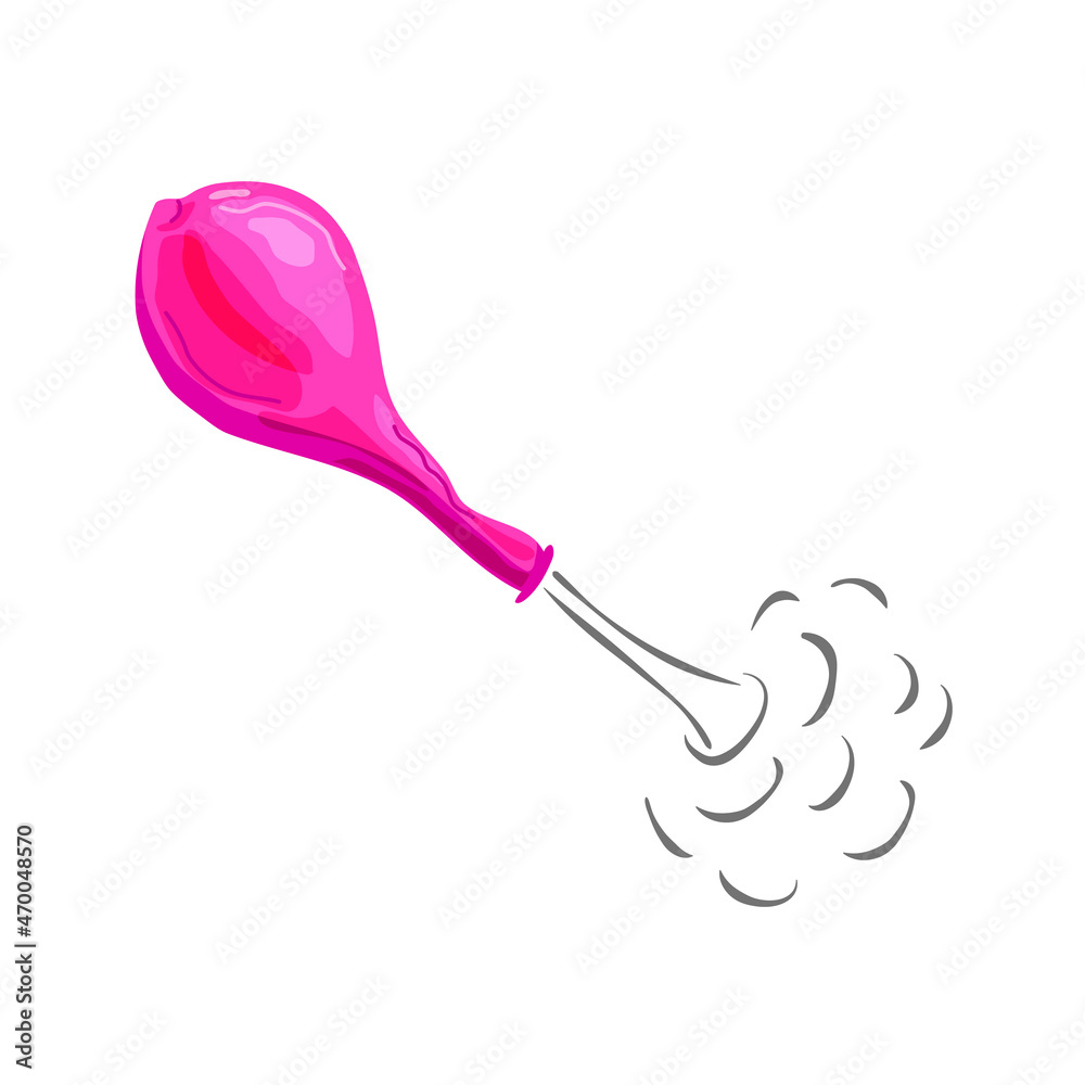 Balloon deflates, flies away. Scientific experiment. Vector cartoon ...