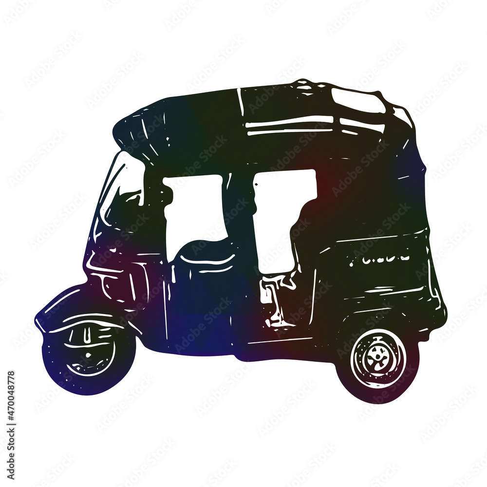 Indian Auto Rickshaw Silhouette, Black Illustration of Auto Rickshaw ...