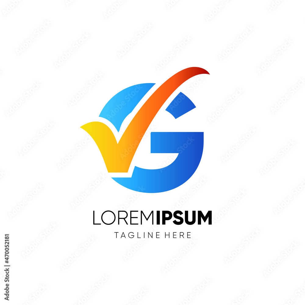 Letter G Tick or Check Mark Logo Design Vector Icon Graphic Emblem ...