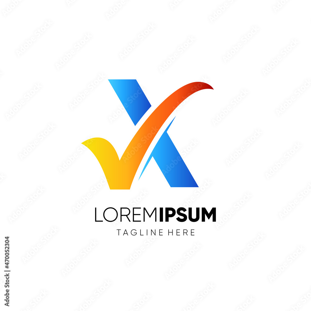 Letter X Tick or Check Mark Logo Design Vector Icon Graphic Emblem ...