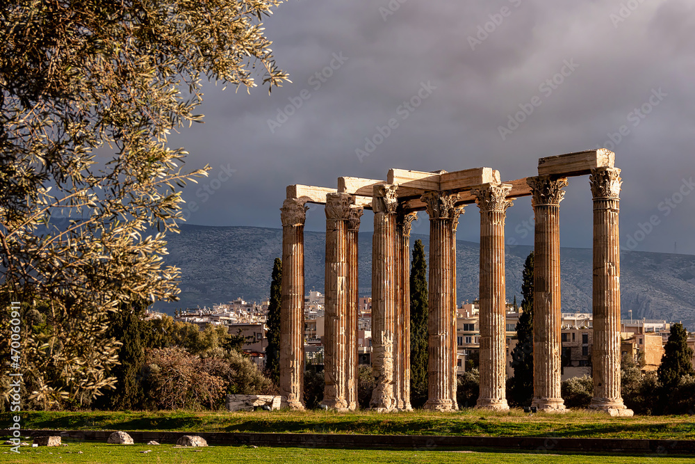 The Temple of Olympian Zeus or the Olympieion. Corinthian Columns of ...