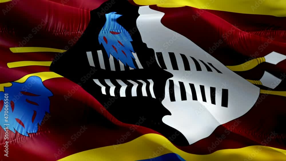 Eswatini flag. National 3d Swaziland flag waving. Sign of Eswatini ...