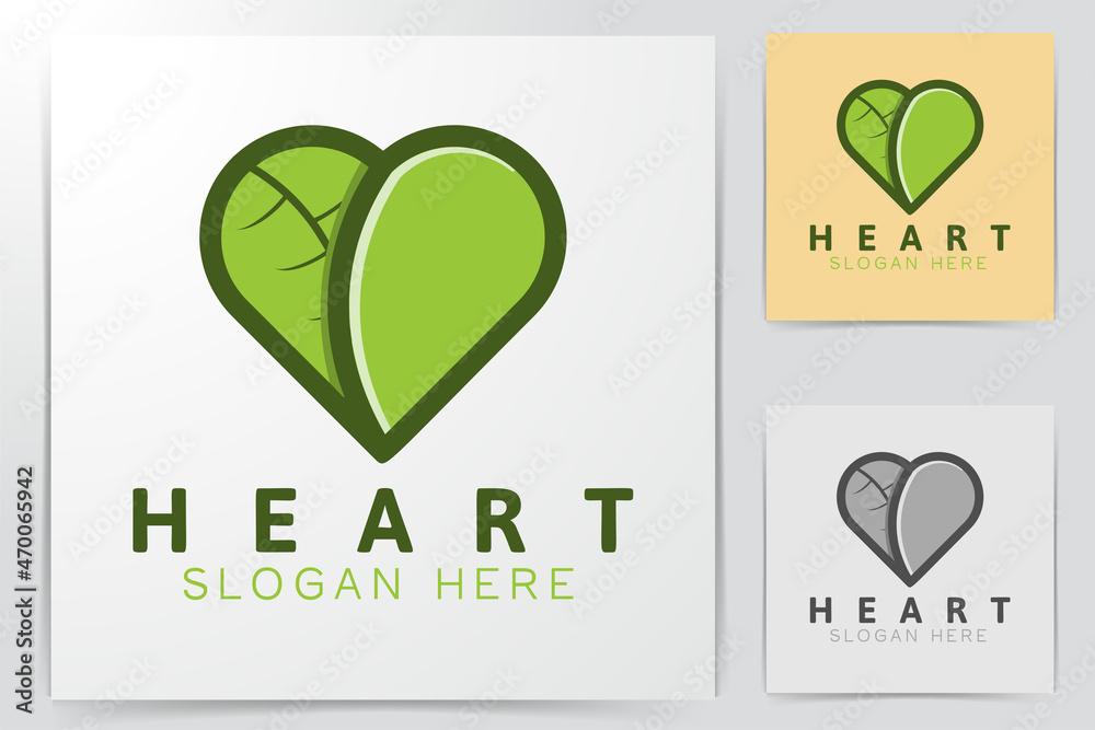 heart made from leaf logo Ideas. Inspiration logo design. Template ...