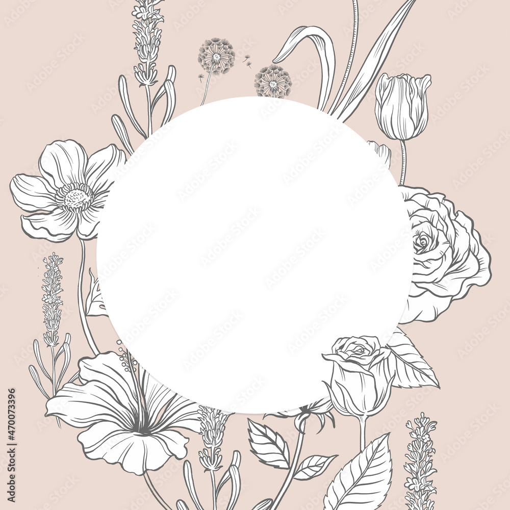 Aesthetic flower frame background, vintage botanical in beige vector ...