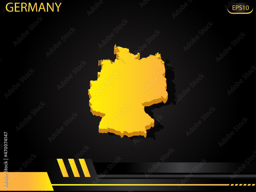 isometric map yellow of Germany on background yellow black frame design ...