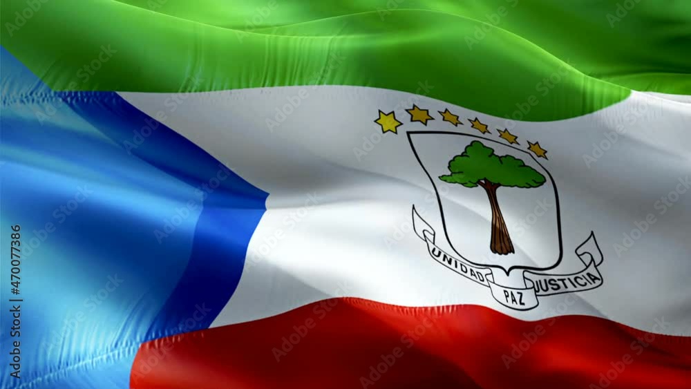Equatorial Guinean flag. 3d Equatorial Guinea flag waving video. Sign ...