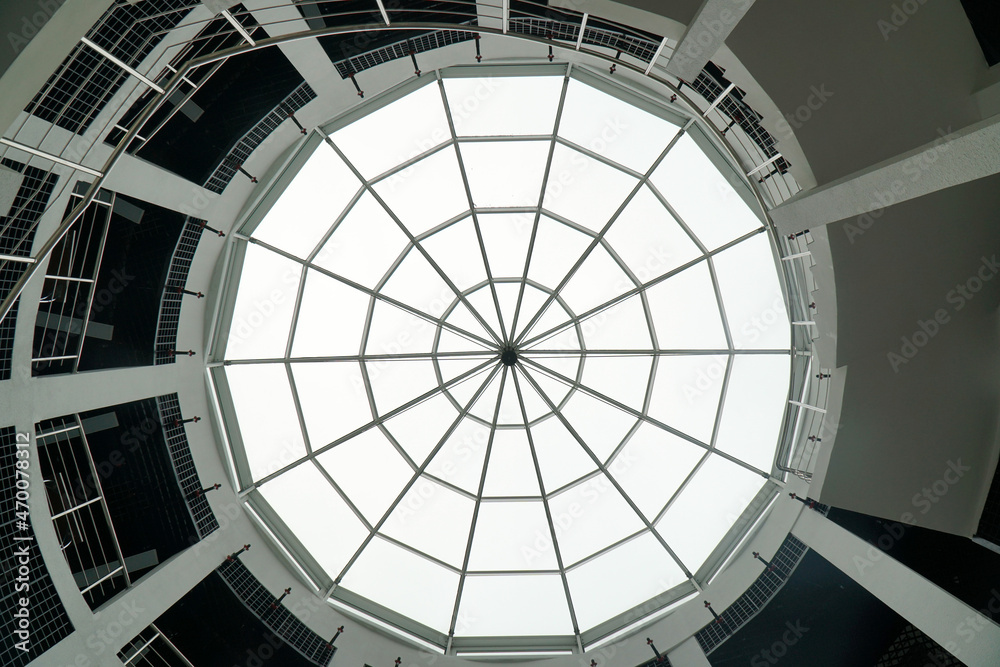 Round ceiling made of glass. Business center Stock Photo | Adobe Stock
