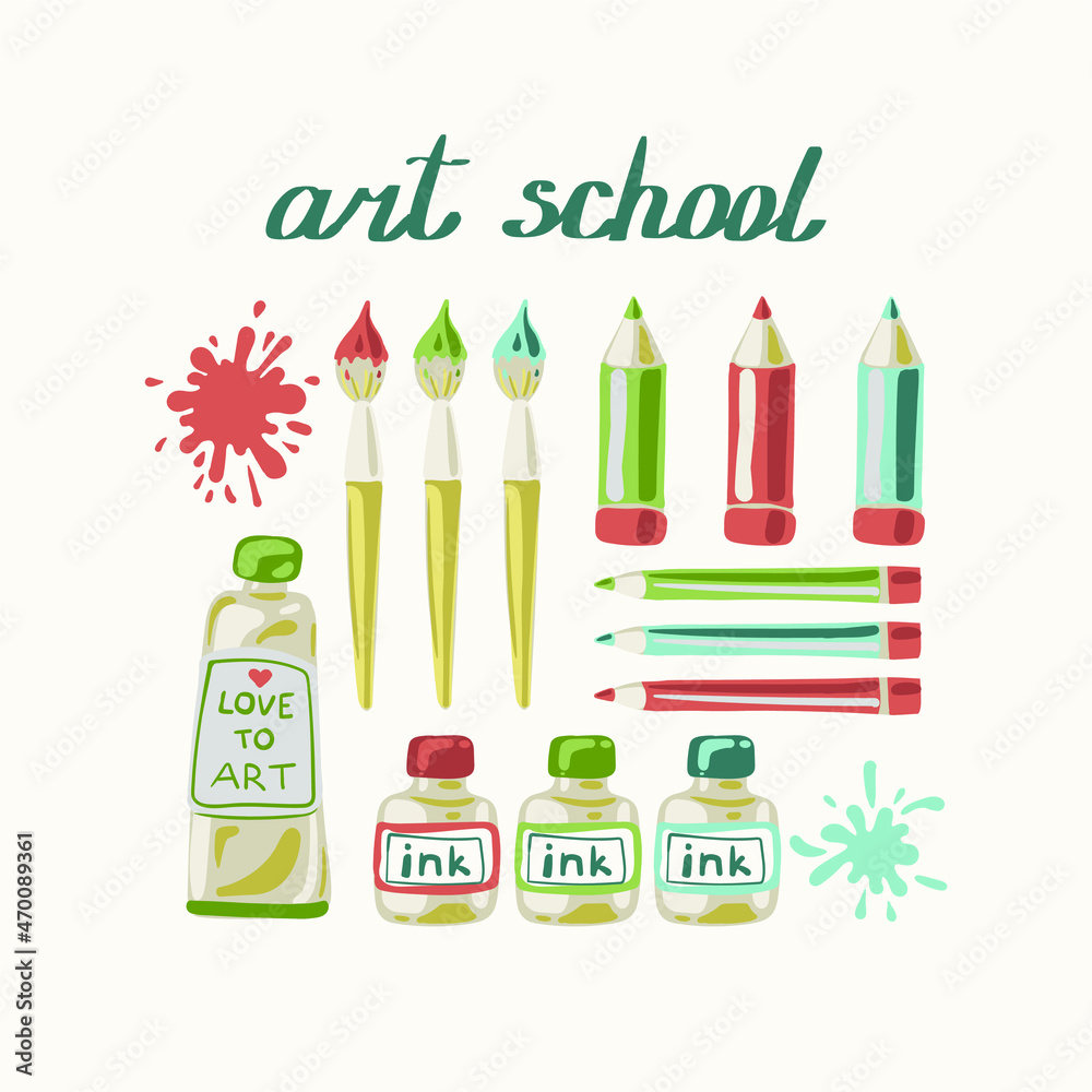 Vector set of tools for drawing, learning and creativity: Pencils ...