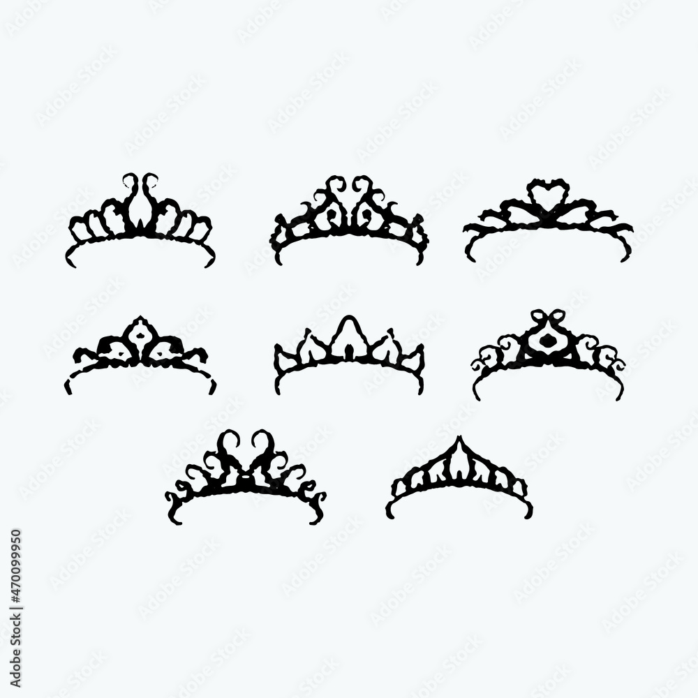Crown drawing vector illustration. Set doodle crown vector illustration ...