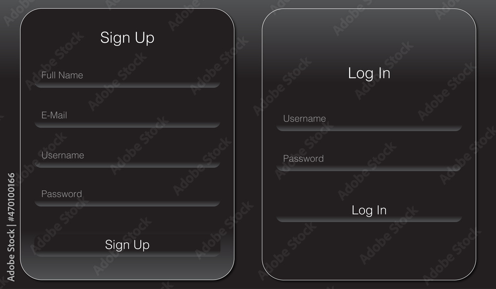 Black and white login and sign up forms Stock Vector | Adobe Stock