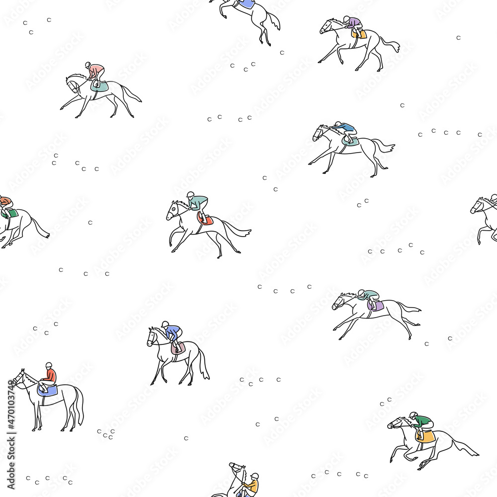 Seamless pattern on the topic of horse racing. Design for paper, cover ...