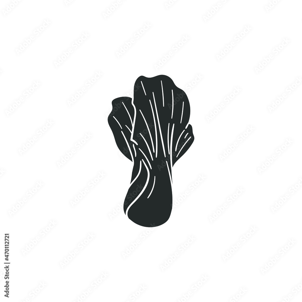 Pak Choi Icon Silhouette Illustration. Vegetarian Food Vector Graphic ...