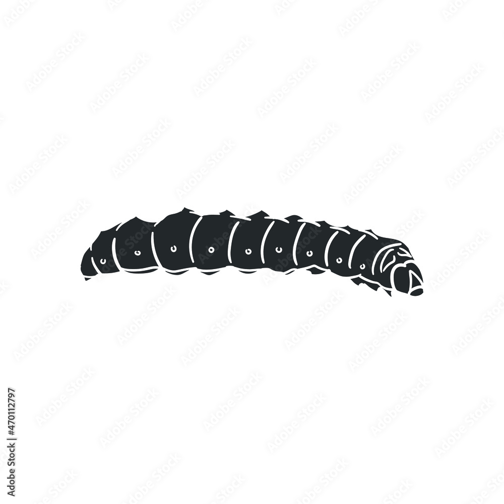 Silk Worm Icon Silhouette Illustration. Insect Bug Vector Graphic ...