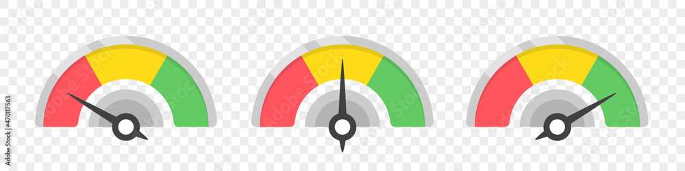 Set of measuring speedometer icons. Infographic gauge elements Stock ...