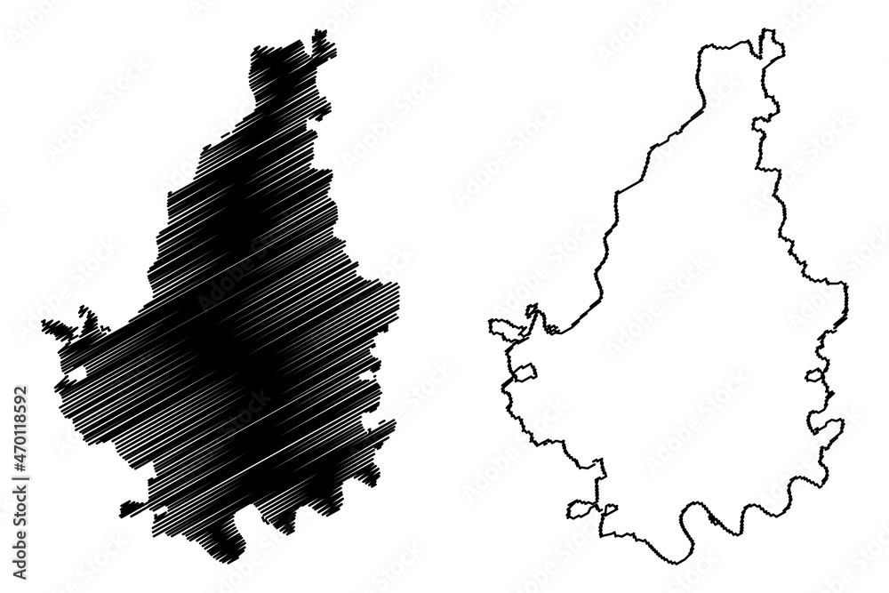 Vadodara district (Gujarat State, Republic of India) map vector ...