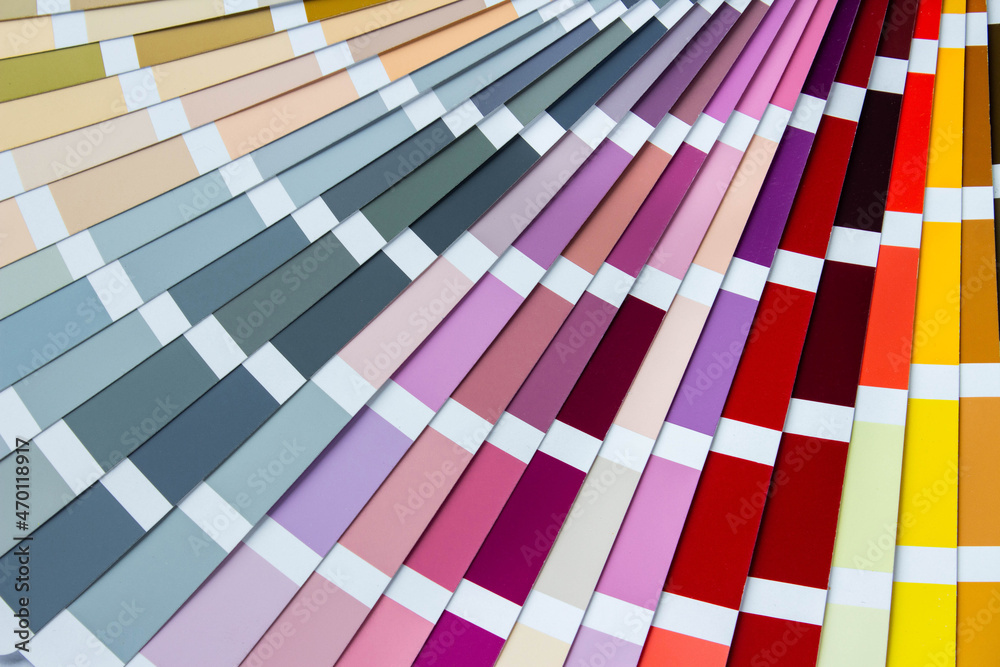 Color guide displaying a range of hues for use in interior design and ...