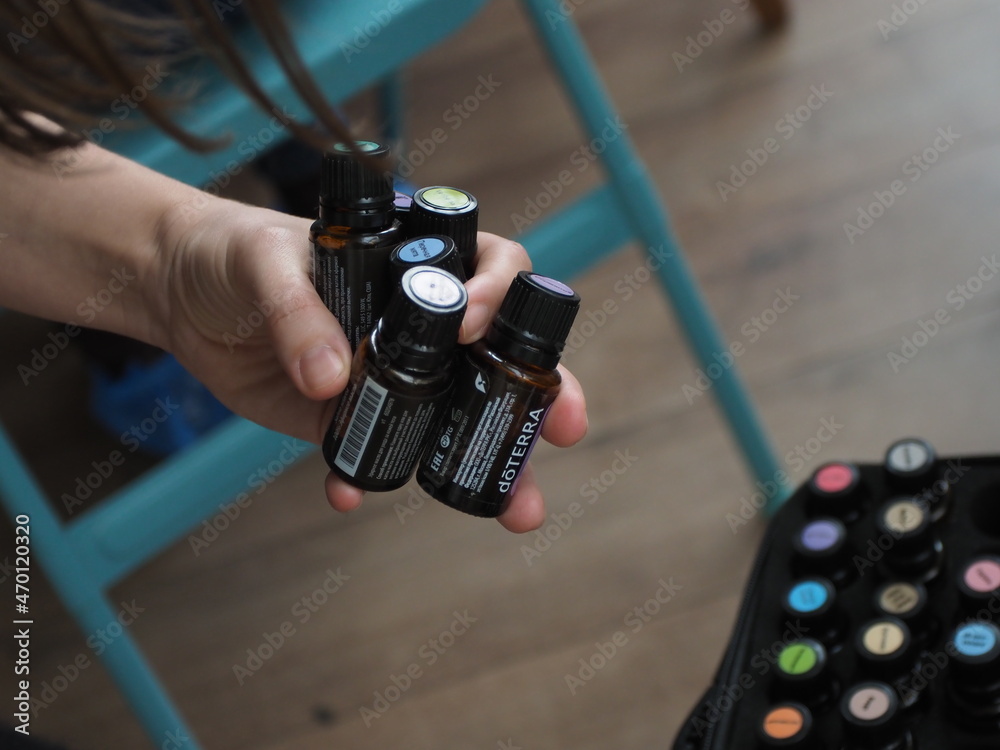 essential natural oil doterra bottles. Stock Photo | Adobe Stock