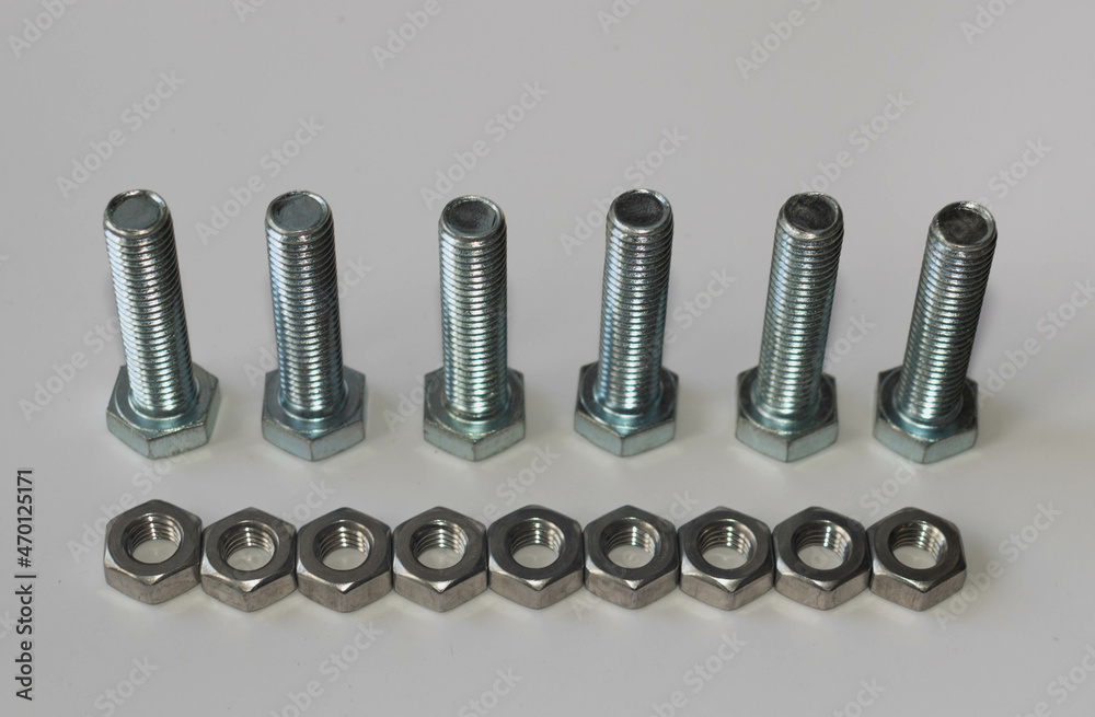 DIN 933 bolt and stainless nut DIN 934.Fastening materials for joining ...