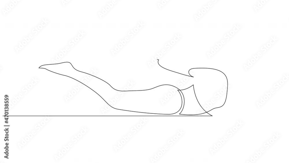 Self-drawing simple animation of continuous one line of Woman doing ...