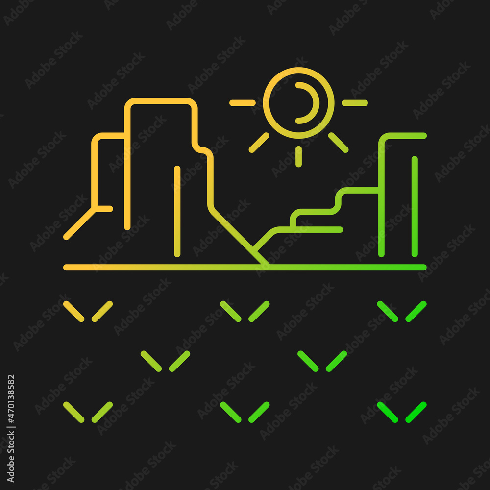 Plateau gradient vector icon for dark theme. Elevated flat terrain ...