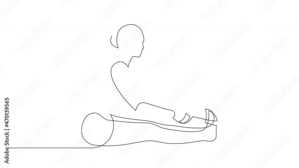 Self-drawing simple animation of continuous one line of Woman doing ...