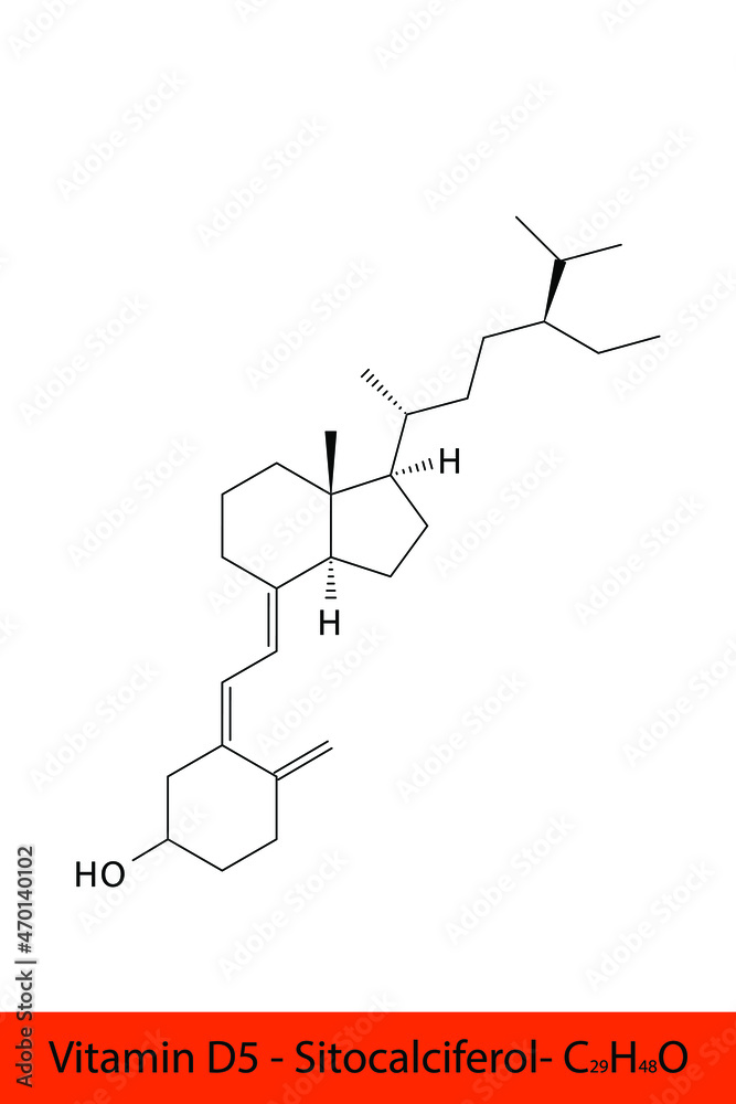 Vitamin D5 Sitocalciferol Skeletal structure and molecular formula ...