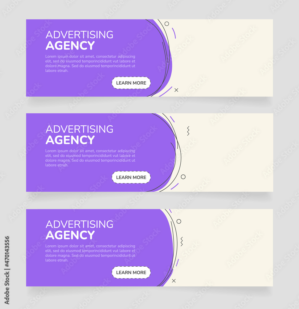 Advertising agency horizontal web banner design template. Vector flyer ...