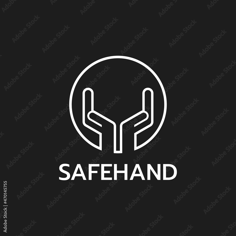 Safe hand logo design illustration vector template .Line art hand icon ...
