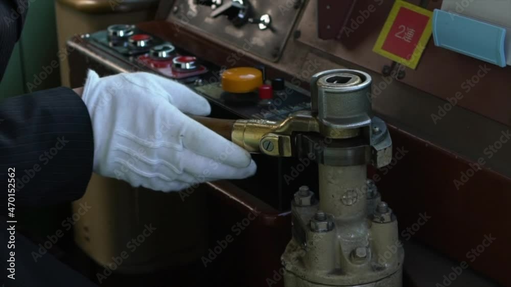 Slow motion of train engine driver inside the Japanese local train ...