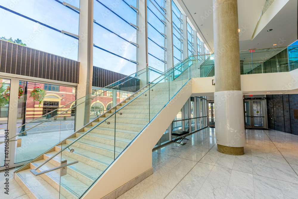 Staircase. Abstract fragment of the architecture of modern lobby ...