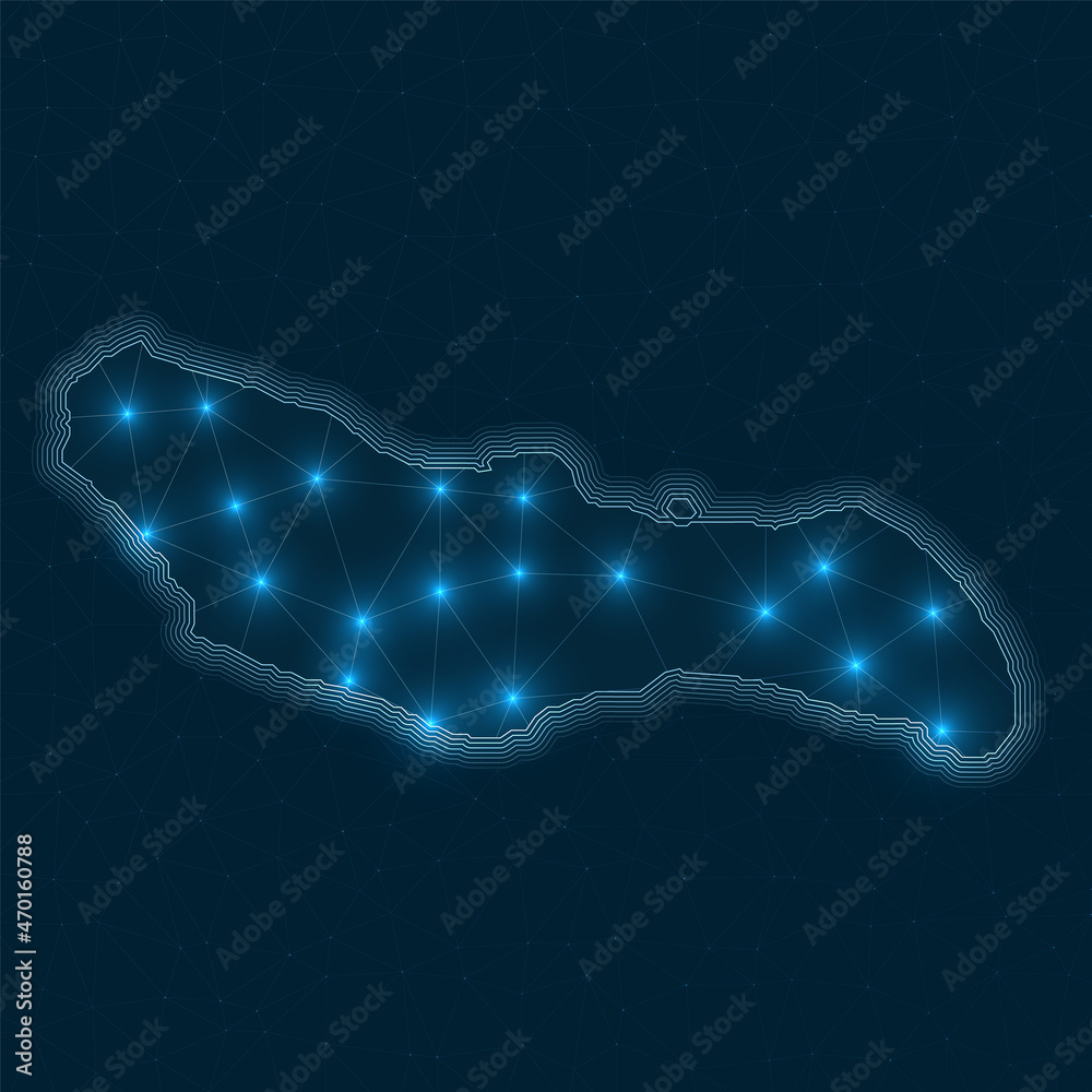Saona Island network map. Abstract geometric map of the island. Digital ...
