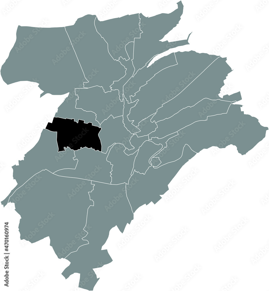 Black location map of the Belair Quarter inside gray urban districts ...