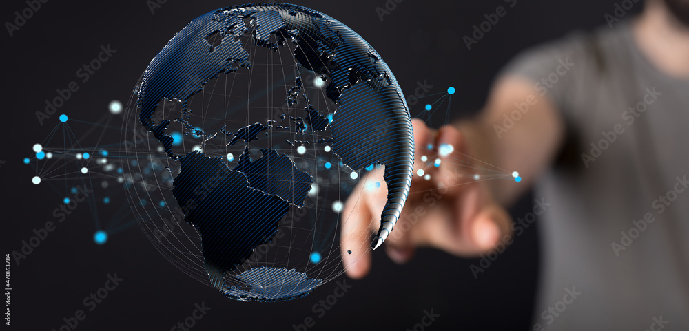 Communication technology global world network concept. Connection lines ...