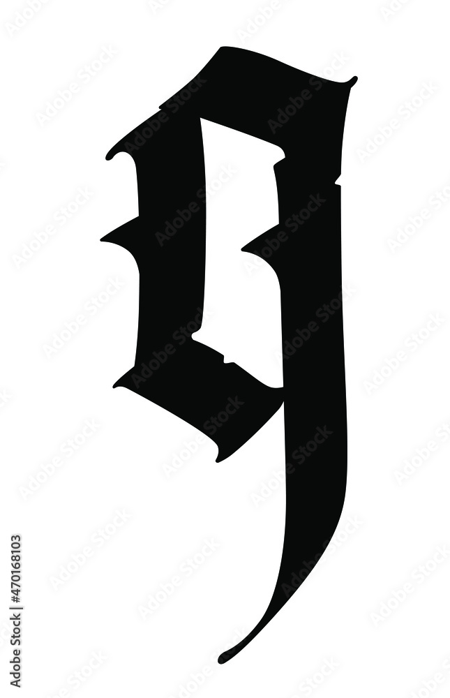 Letter Q in the Gothic style. Vector. Alphabet. The symbol is isolated ...