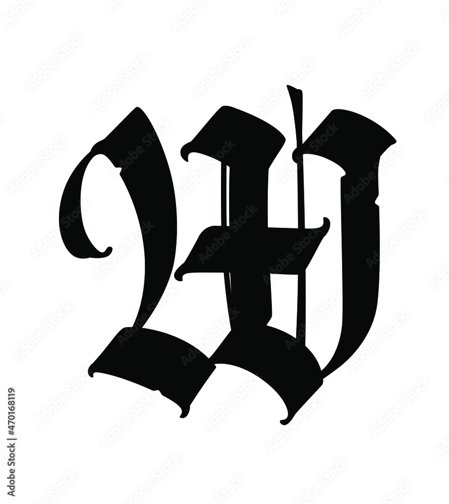 Letter W in the Gothic style. Vector. Alphabet. The symbol is isolated ...