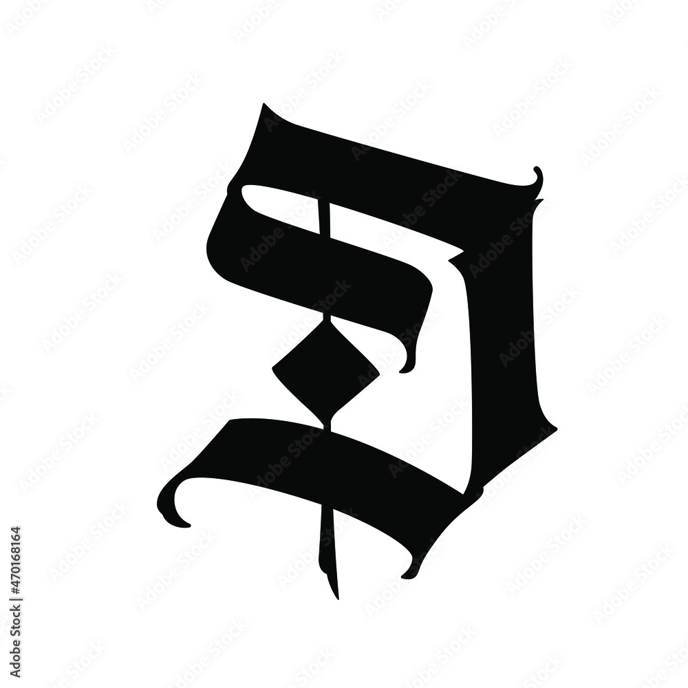 Letter D in the Gothic style. Vector. Alphabet. The symbol is isolated ...
