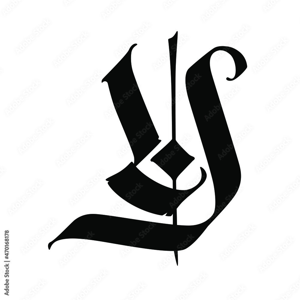Letter Y in the Gothic style. Vector. Alphabet. The symbol is isolated ...